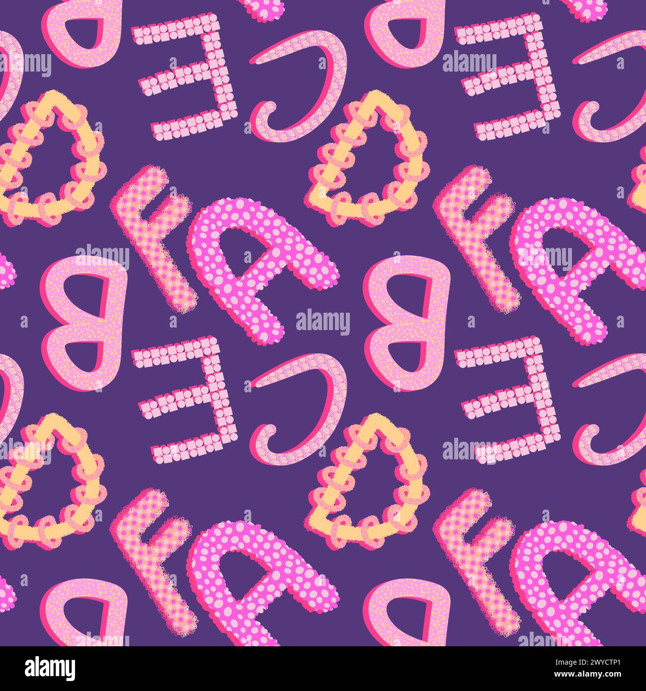 Cartoon alphabet seamless kindergarten pattern for wrapping paper and ...