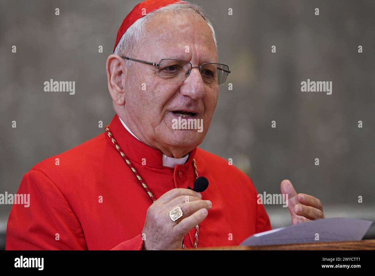 Mosul, Iraq. 05th Apr, 2024. Cardinal Louis Raphael Sako, the Patriarch ...