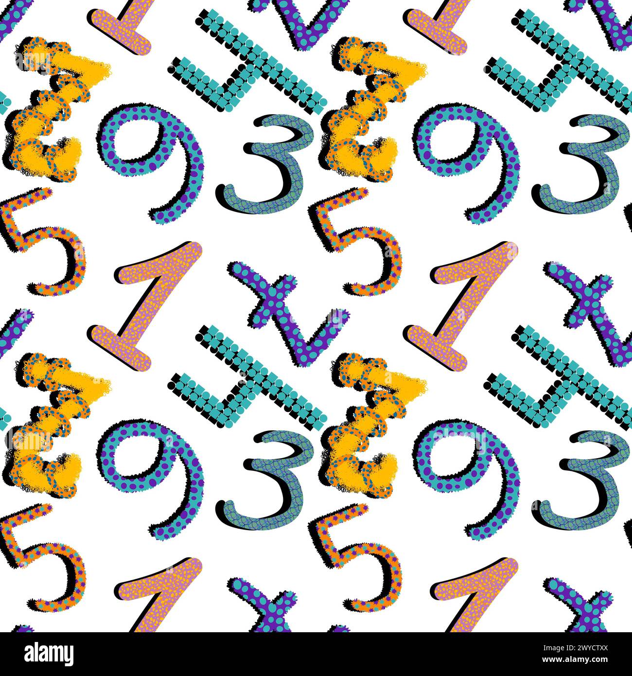 Cartoon numbers seamless kindergarten pattern for wrapping paper and ...