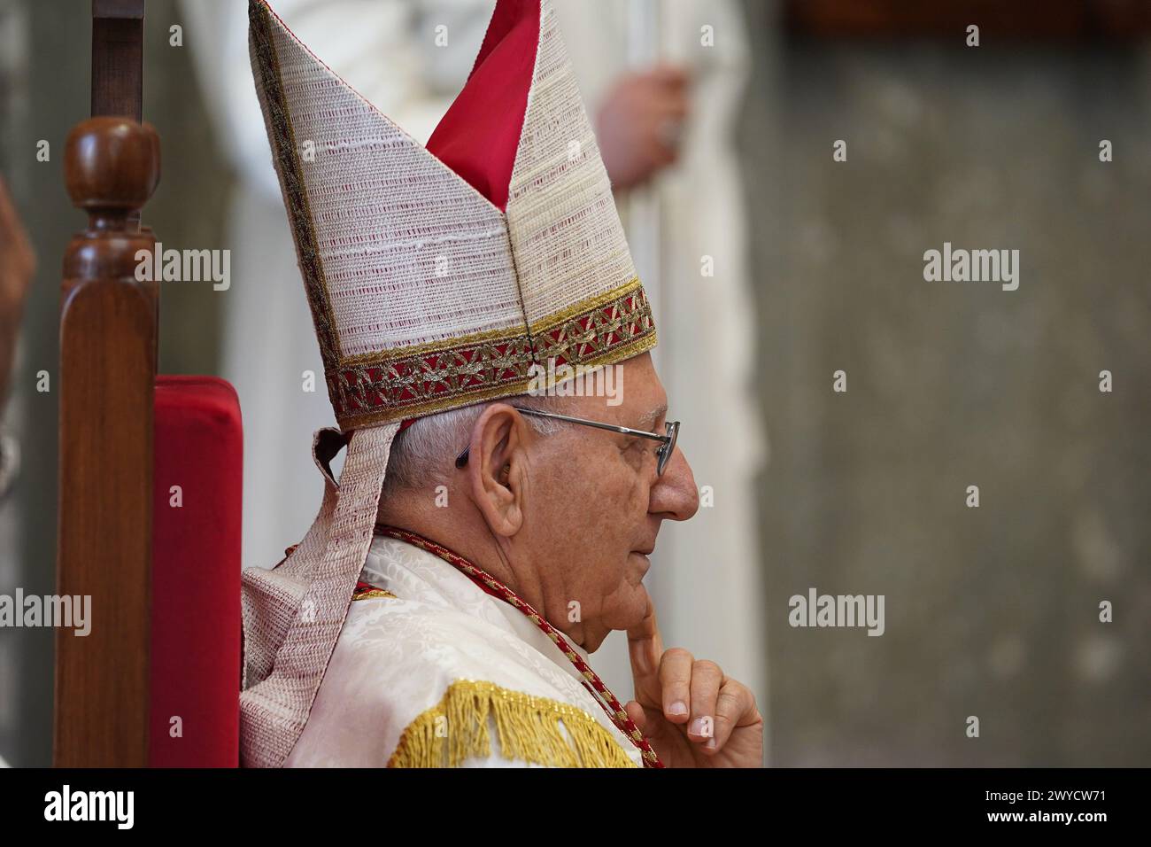 Mosul, Iraq. 05th Apr, 2024. Cardinal Louis Raphael Sako, the Patriarch ...