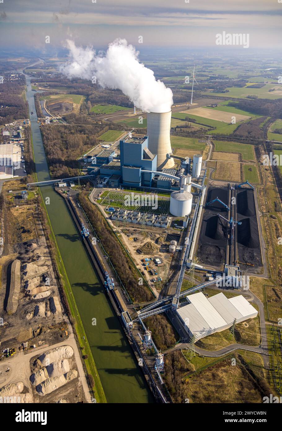 Aerial view, EON power plant Datteln 4 of Uniper Kraftwerke GmbH, with ...