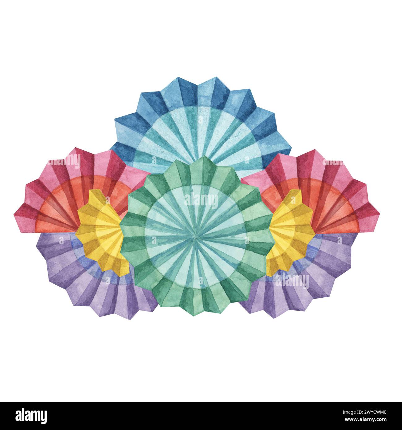 Vivid composition from fiesta flowers. Hand drawn isolated watercolor ...