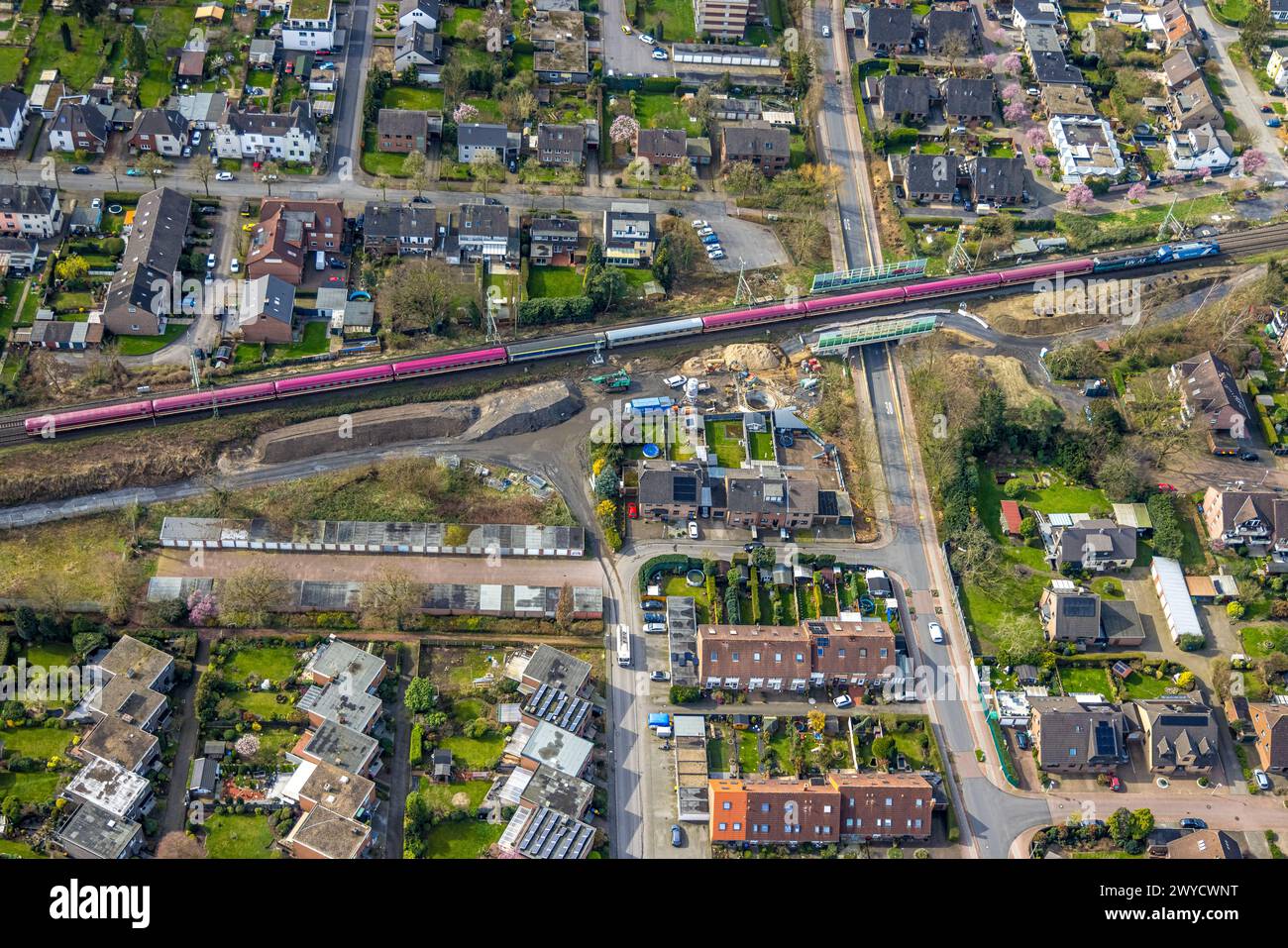 Aerial view, Dianastrasse railroad bridge and railroad embankment ...