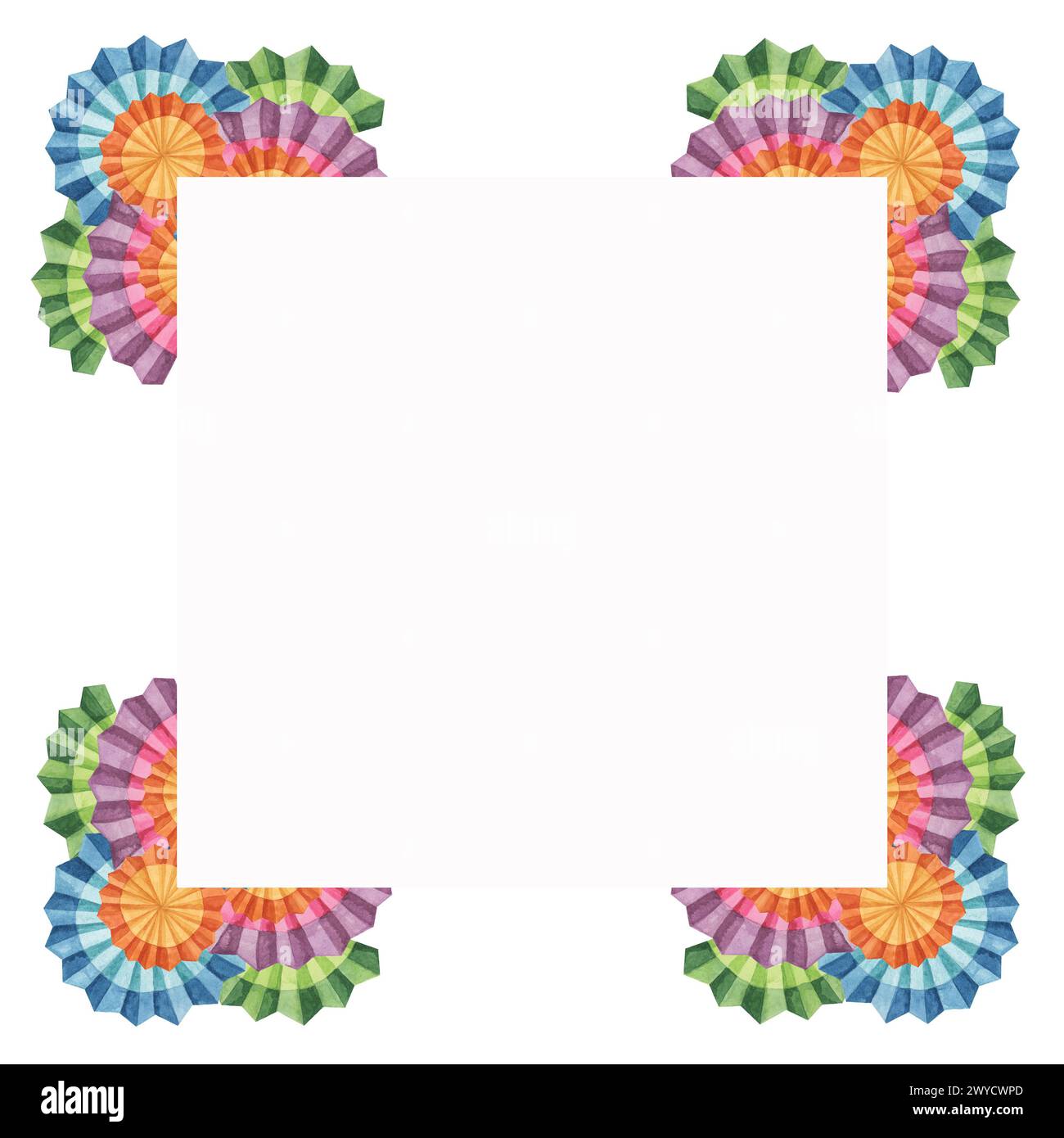 Multicolored fiesta flowers. Hand drawn isolated watercolor clipart ...