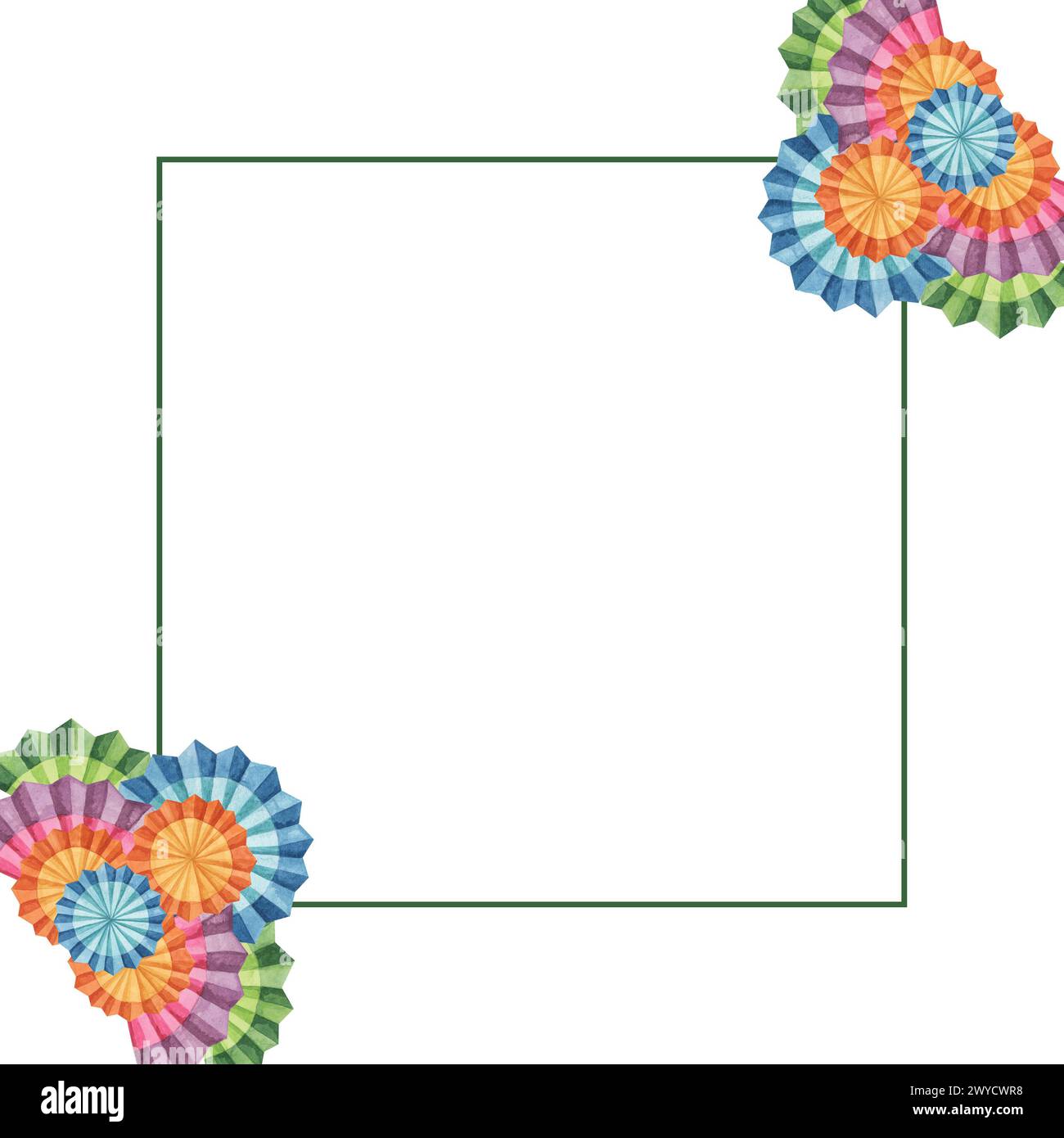 Multicolored fiesta flowers. Hand drawn isolated watercolor clipart ...