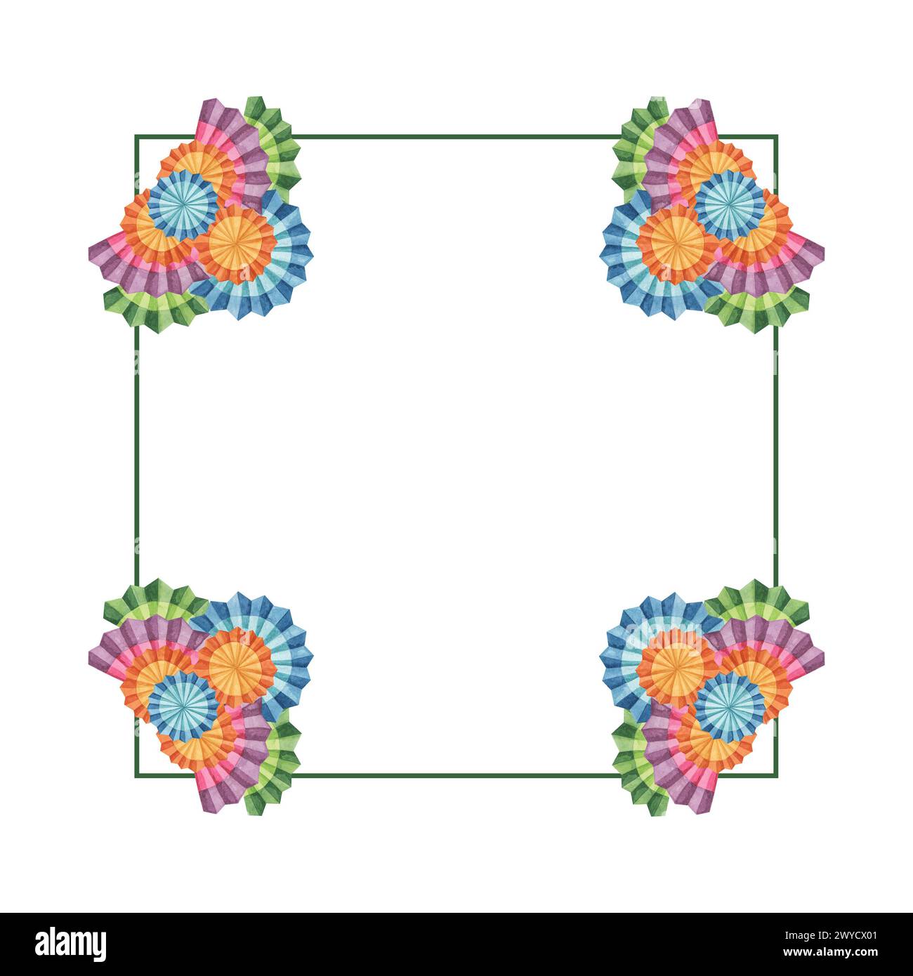 Multicolored fiesta flowers. Hand drawn isolated watercolor clipart ...