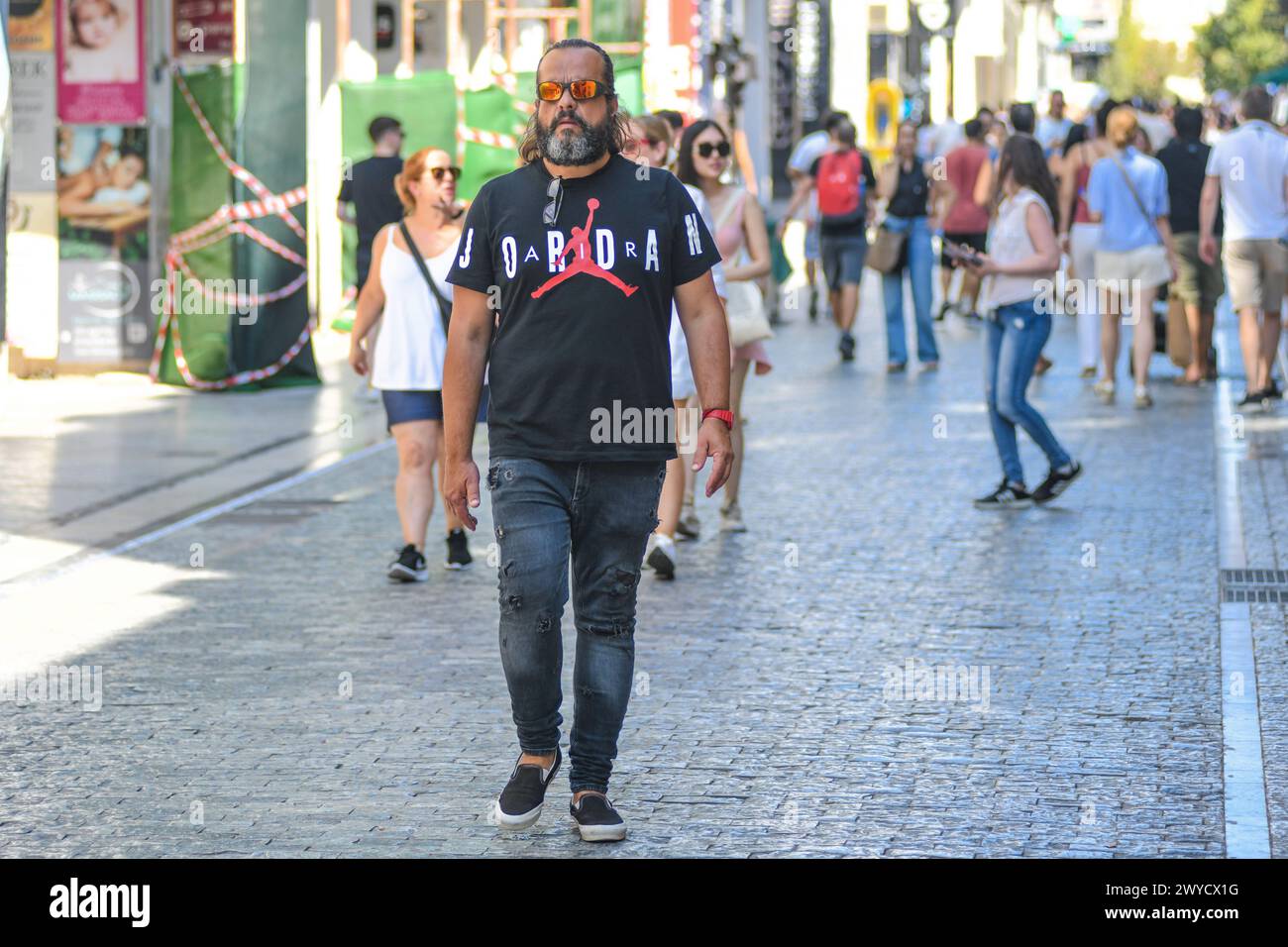 Athens: Greek man on Ermou Street. Greece Stock Photo - Alamy