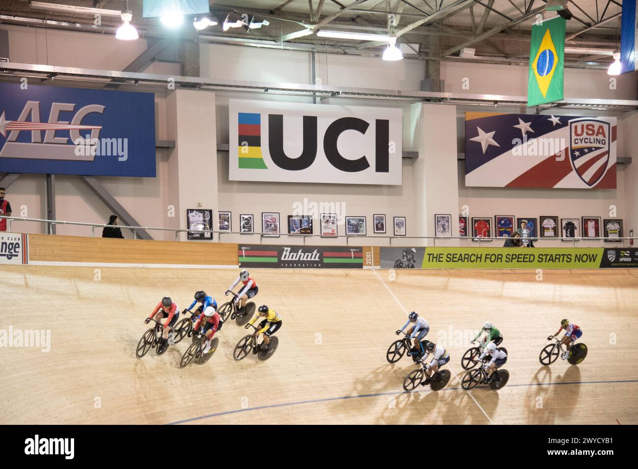 Los Angeles, California, USA. 5th Apr, 2024. Riders on the track during ...