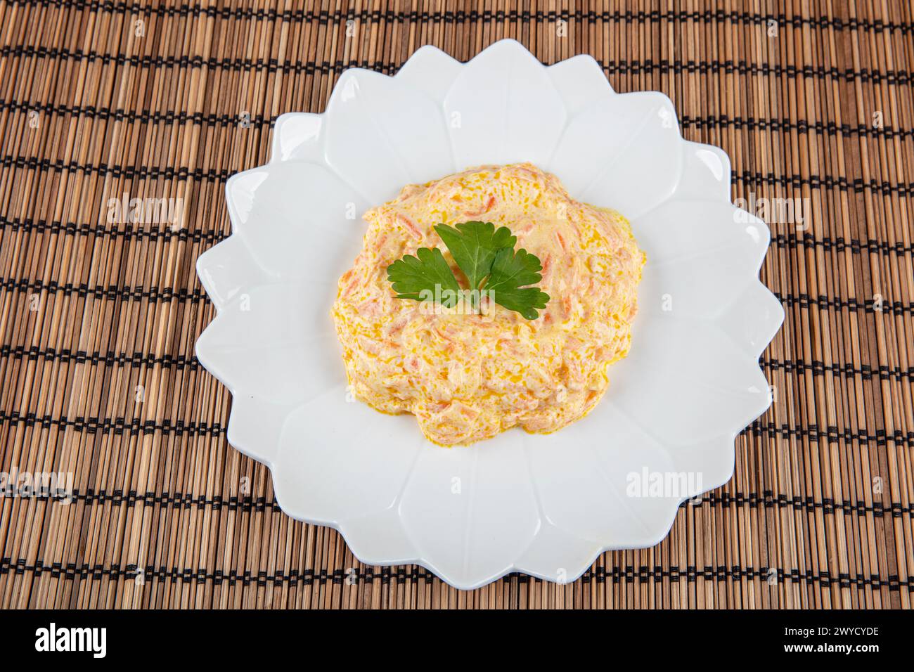 Traditional delicious Turkish foods; Fresh carrot salad with garlic ...