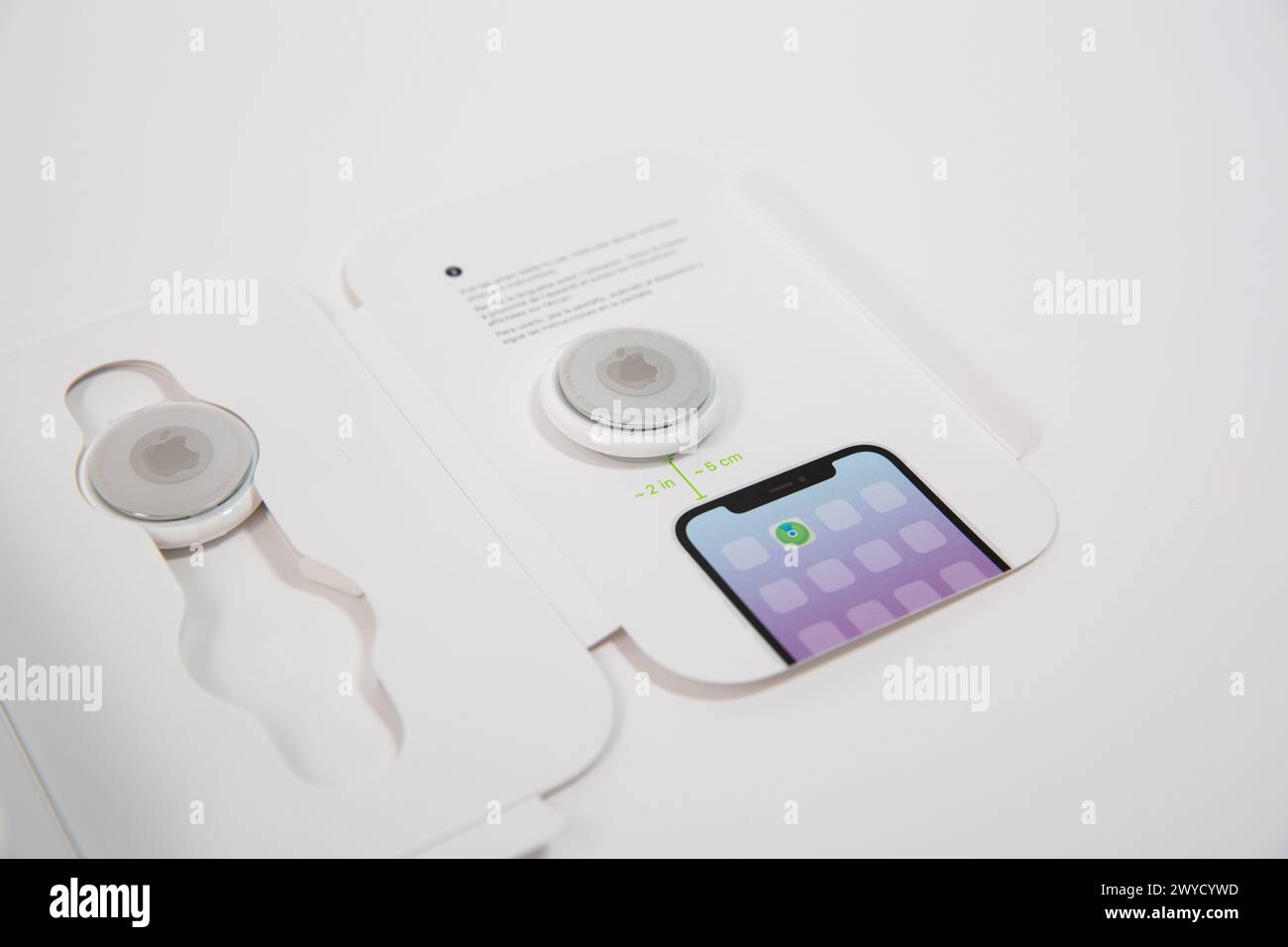 Close up of a new Apple AirTag in a pack Stock Photo - Alamy