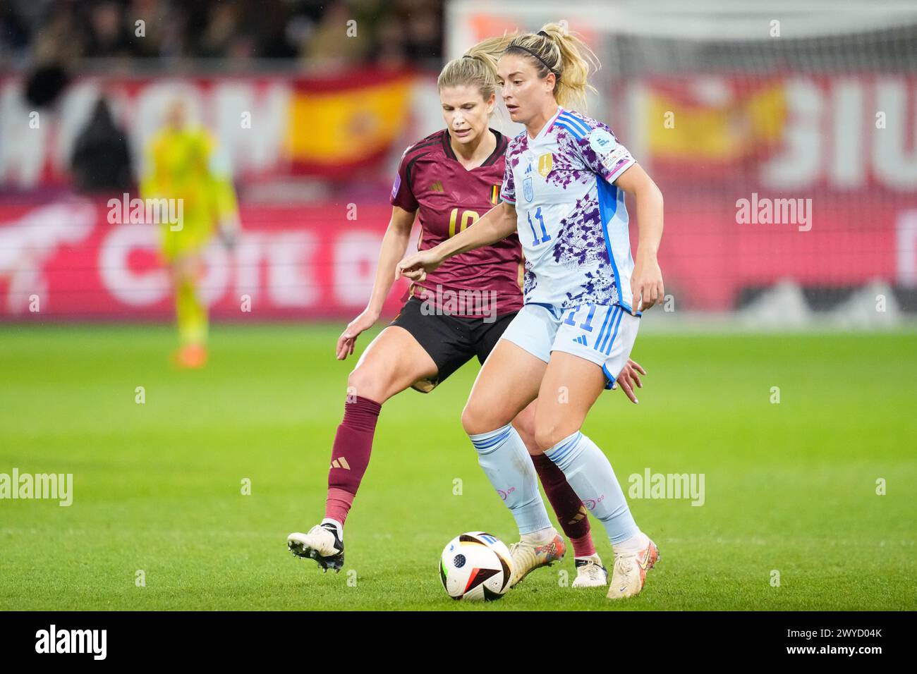 LEUVEN, BELGIUM - APRIL 5: Justine Vanhaevermaet of Belgium battles for ...