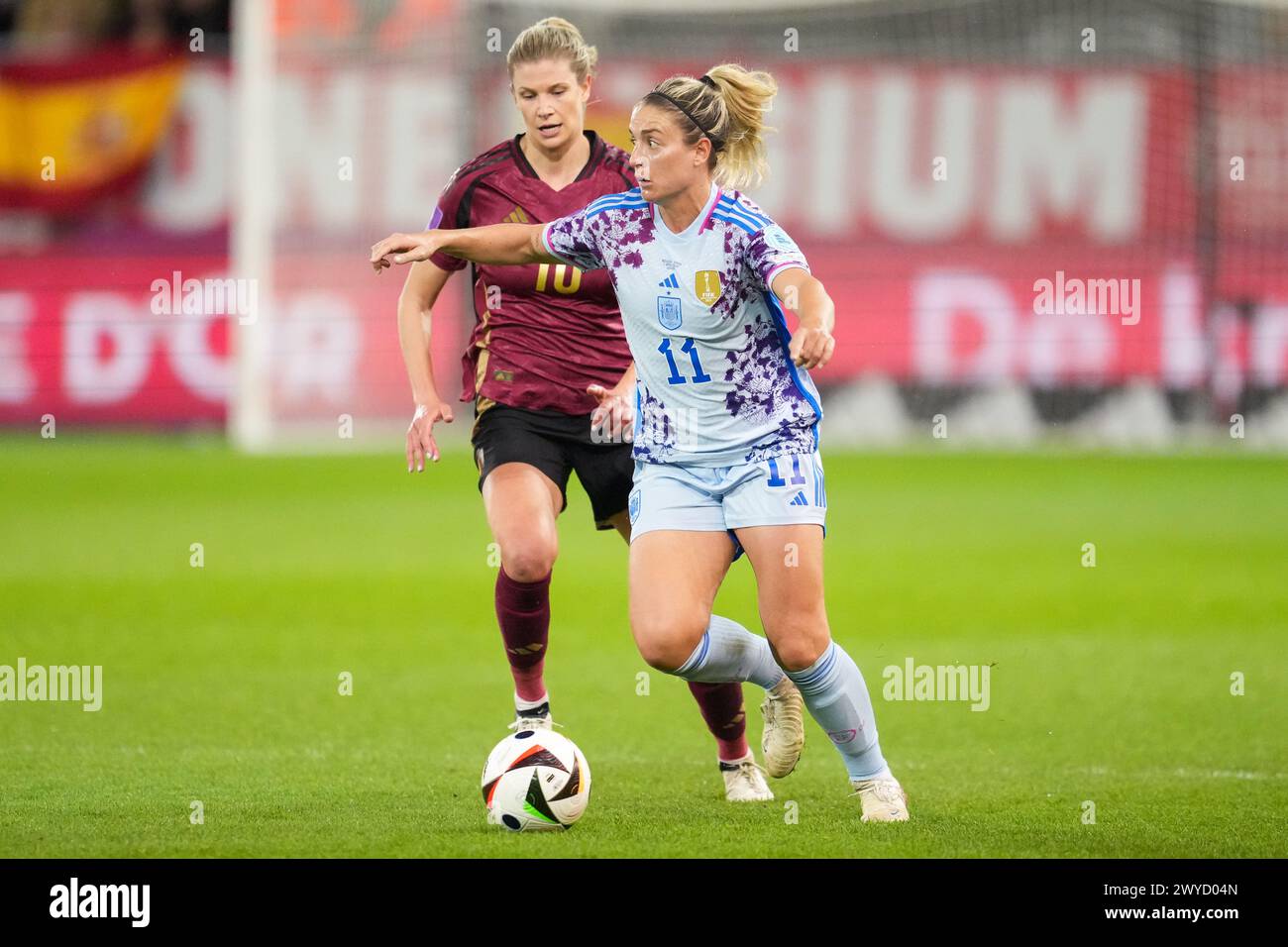 LEUVEN, BELGIUM - APRIL 5: Justine Vanhaevermaet of Belgium battles for ...