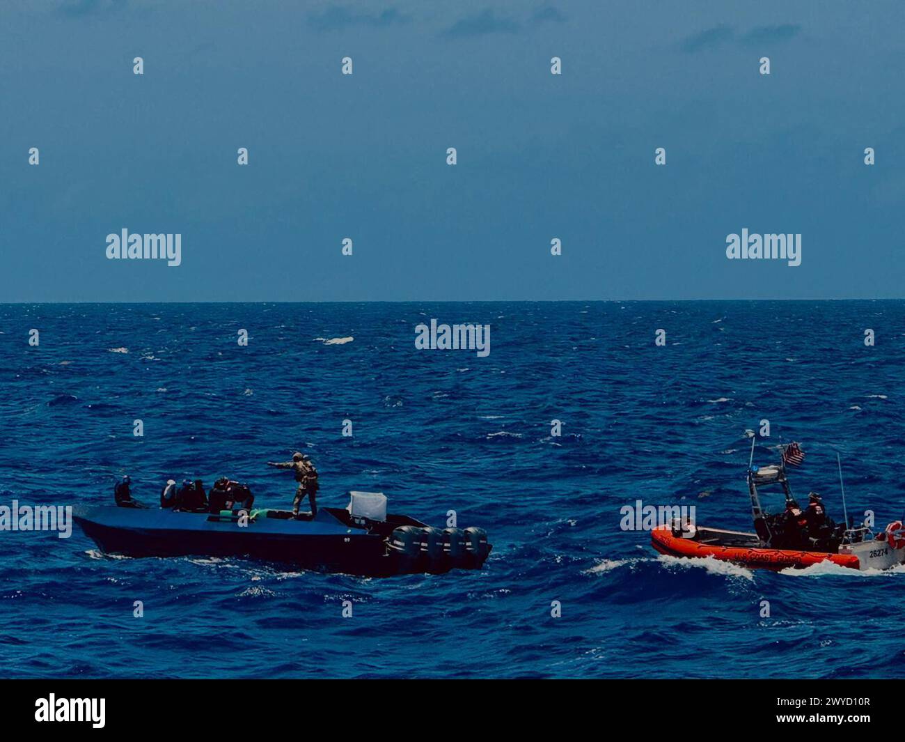 Crew members from USCGC Margaret Norvell (WPC 1105) conduct a law ...