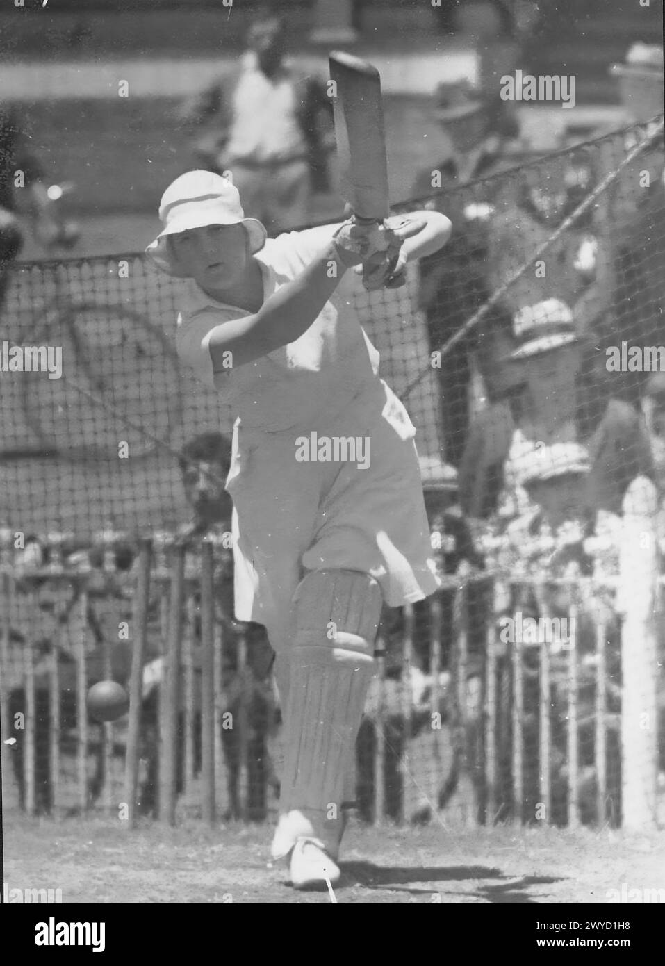 Vintage portrait of cricketer Helen Elizabeth “Betty” Archdale, batting ...