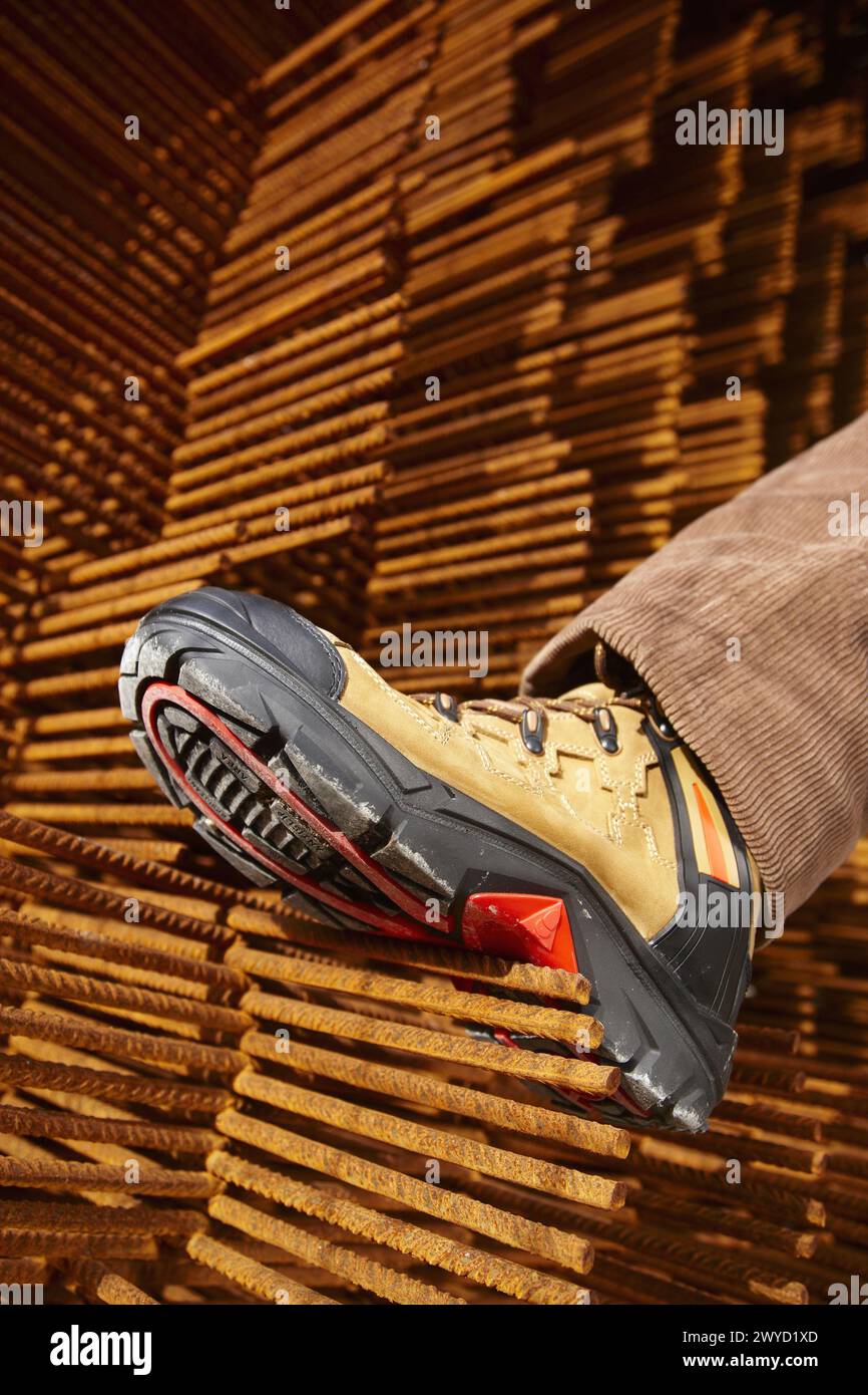 Safety boot, corrugated iron for formwork, housing construction Stock ...