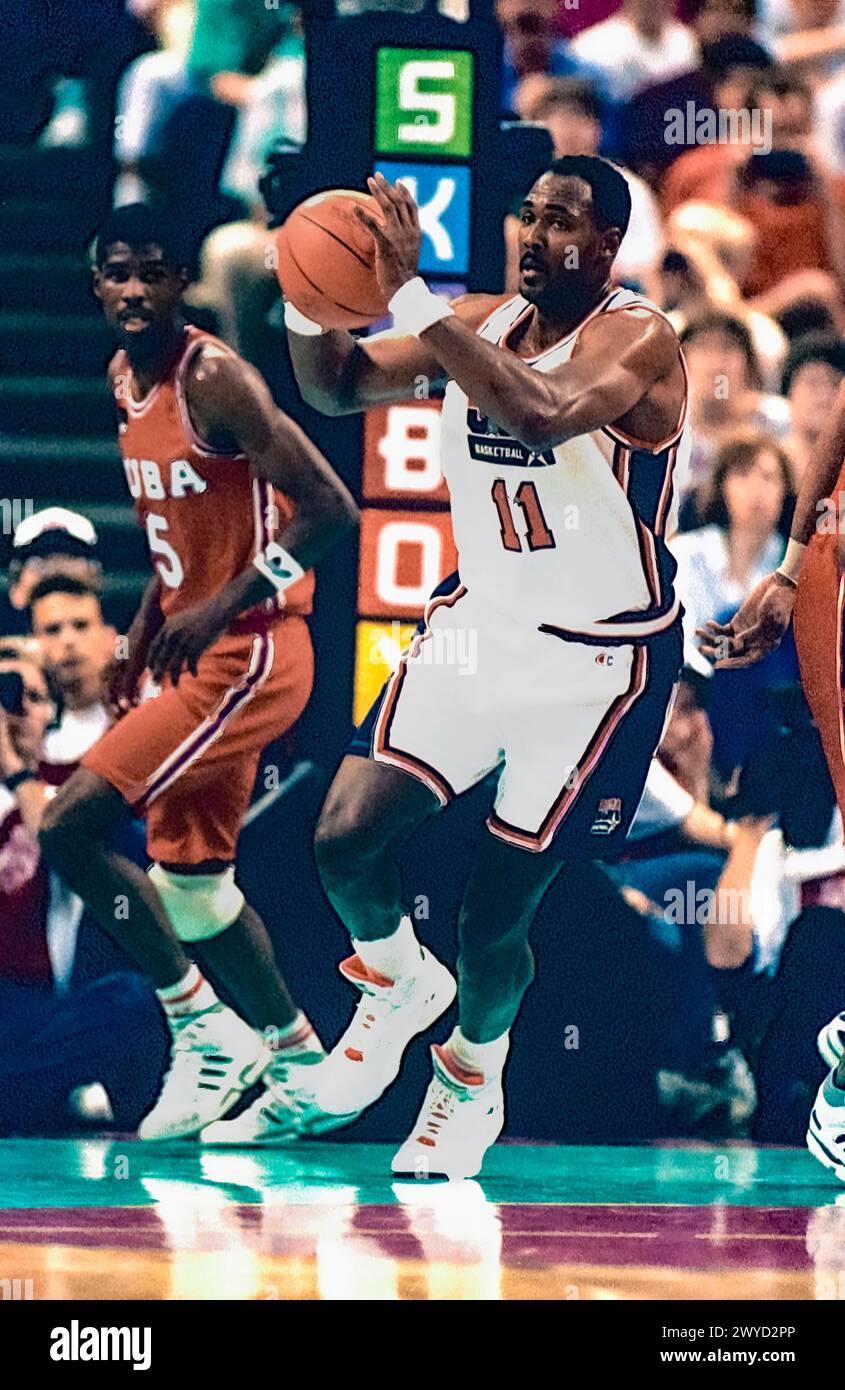 Karl Malone (USA) competing at the 1992 Tournament of the Americas ...