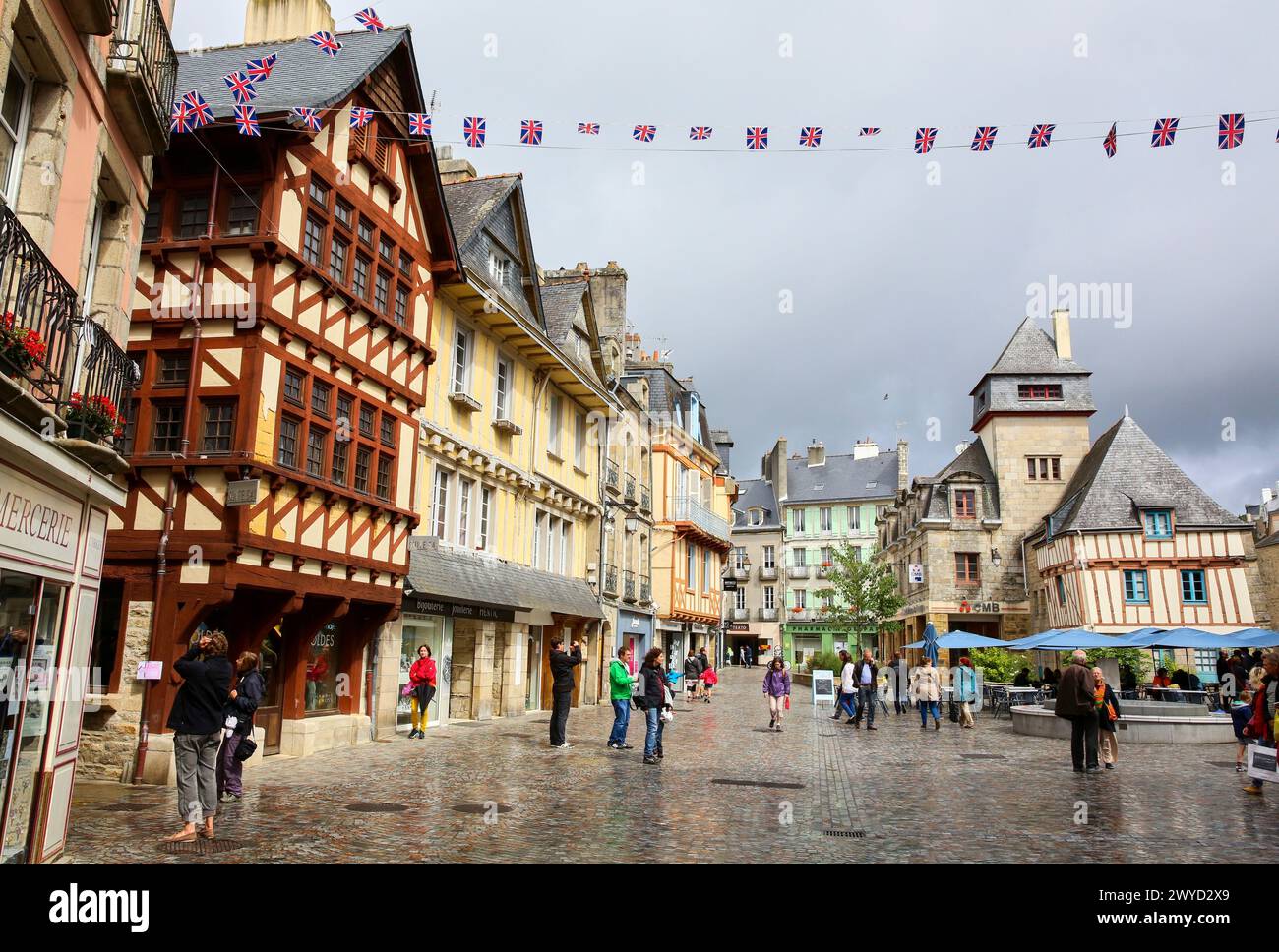 Place Terre au Duc Square, Quimper, Bretagne, Brittany, France Stock ...