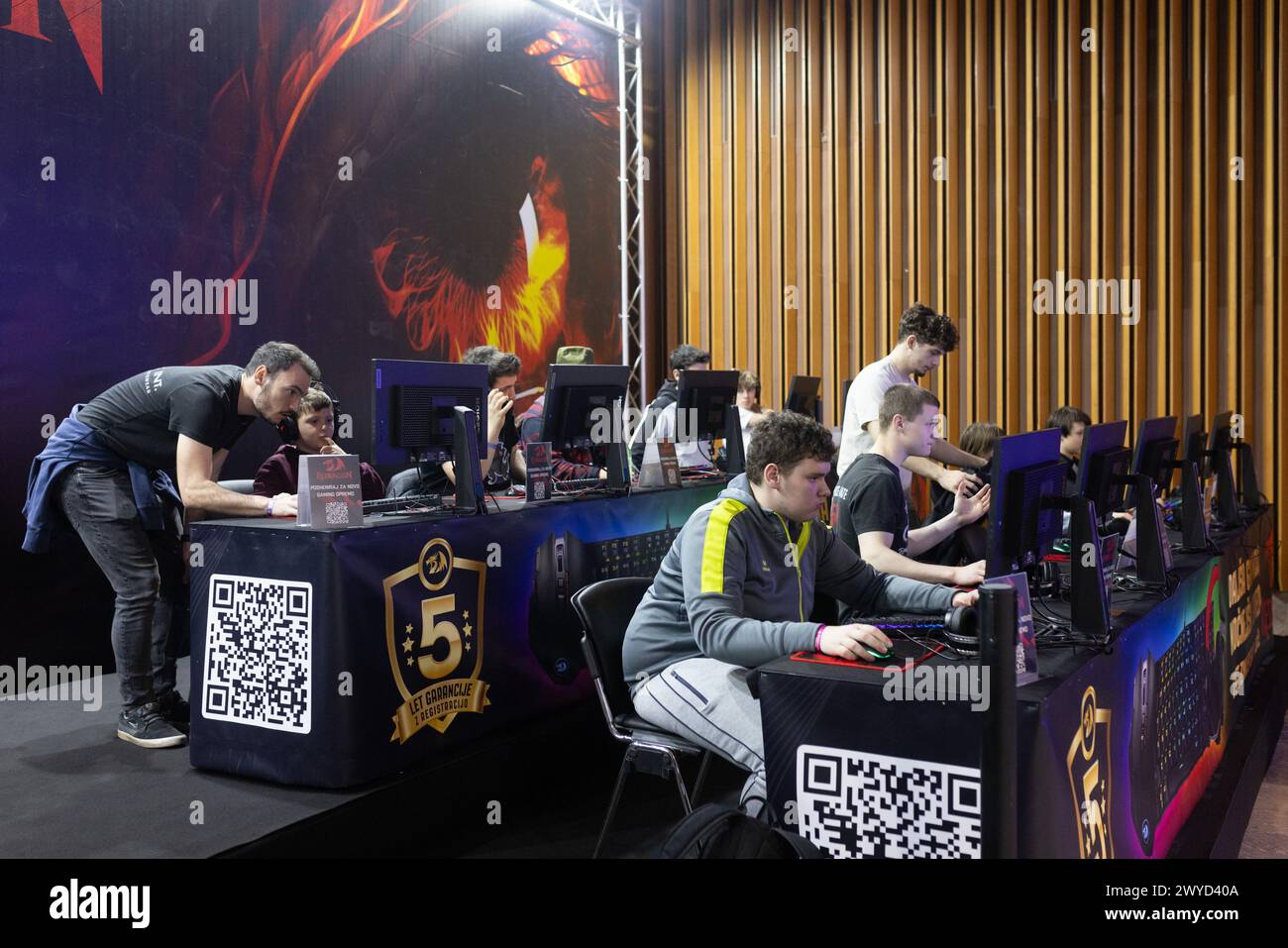 Ljubljana, Slovenia. 5th Apr, 2024. Visitors compete during the Game ...