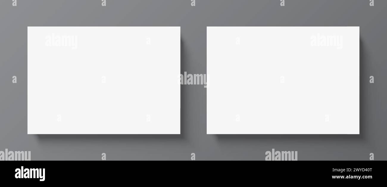 2 blank white paper posters hanging on a grey wall background. Poster ...