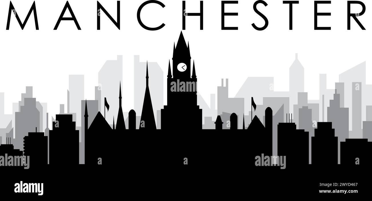 Cityscape skyline panorama of MANCHESTER, UNITED KINGDOM Stock Vector ...