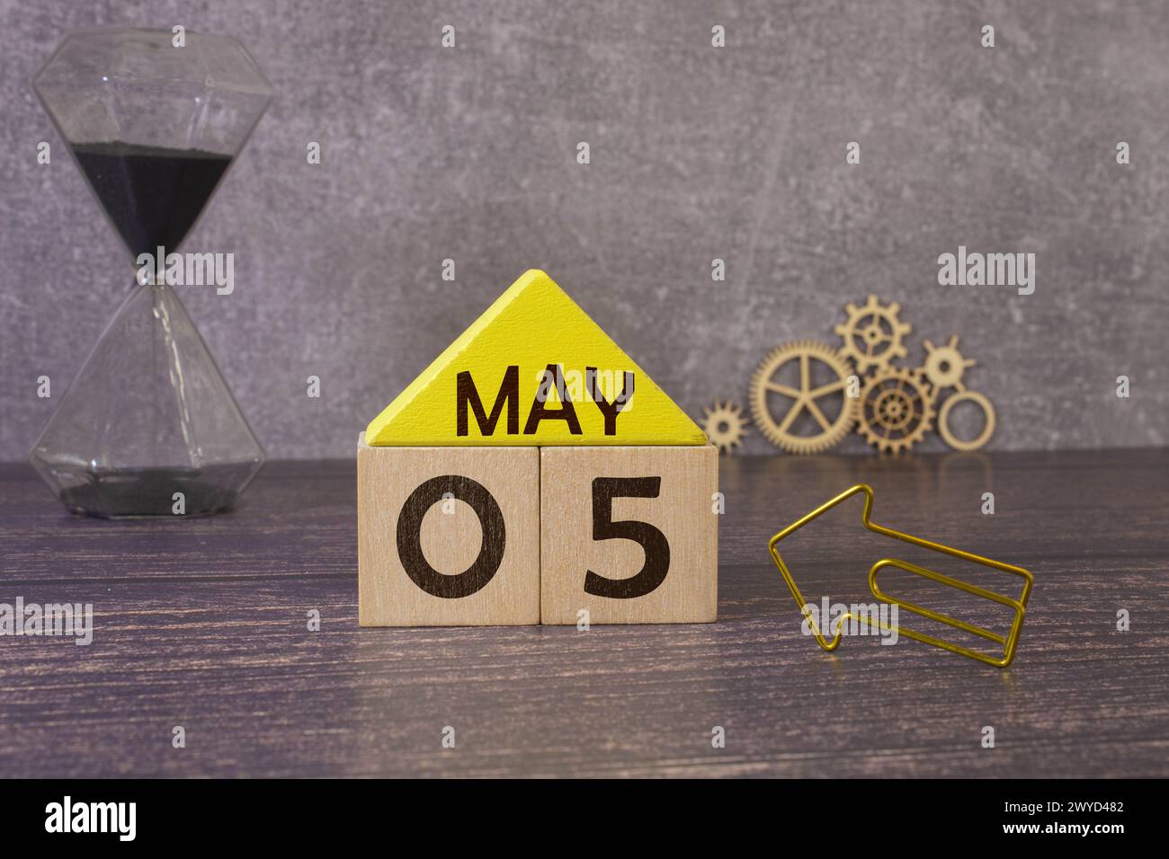May 5th. Image of may 5 wooden color calendar on white background ...
