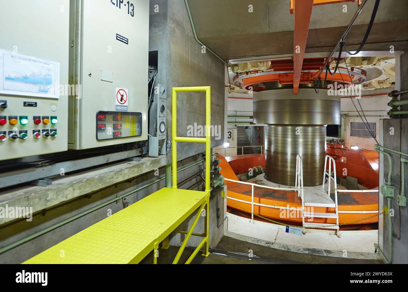 Turbine shaft. Itaipu Binacional Hydroelectric Power Plant. Generator ...