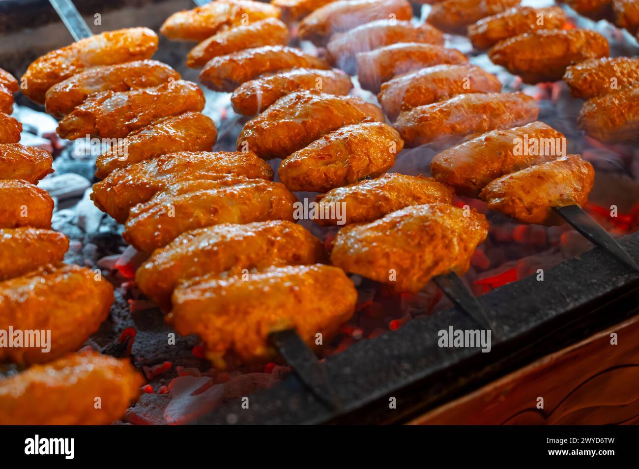 Turkish mixed grill meat, chicken wings, lamb, beef shashlik, kebab ...