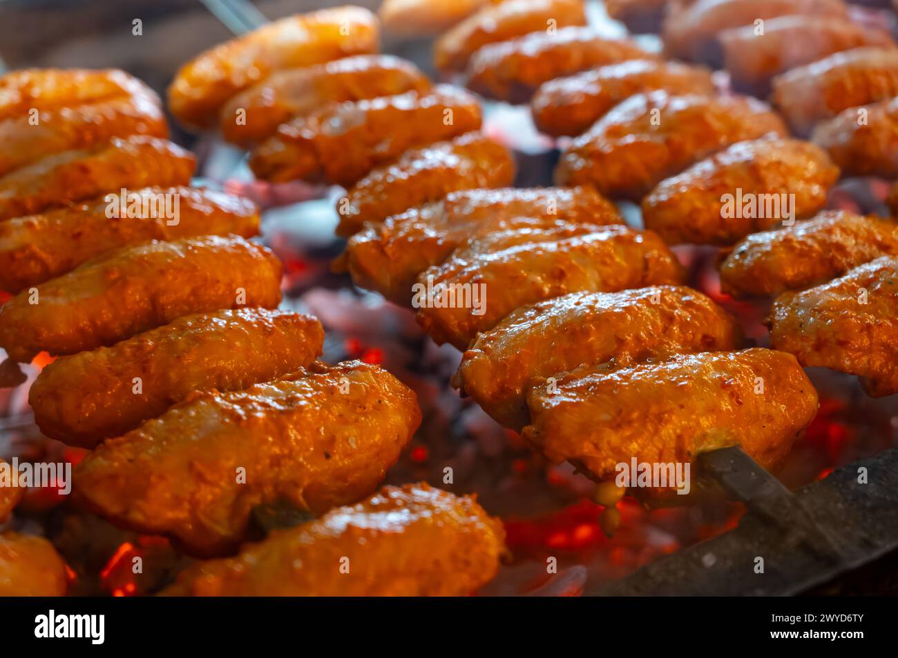 Turkish mixed grill meat, chicken wings, lamb, beef shashlik, kebab ...