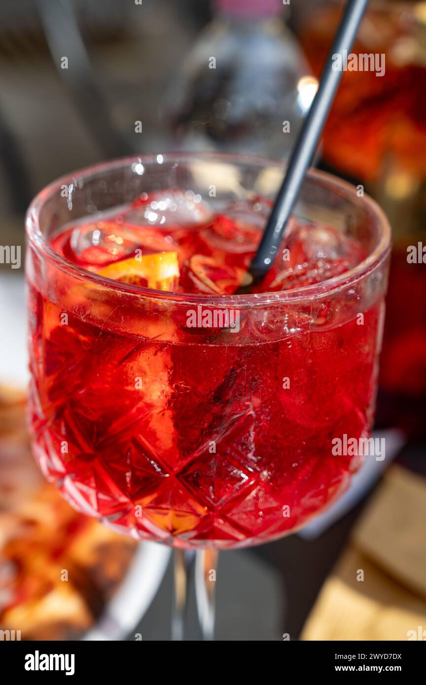 Spritz Campari red bitter long drink cocktail maid with liqueur ...