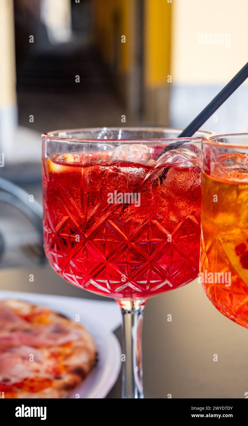 Aperol and Campari Spritz orange bitter long drink cocktail made with ...