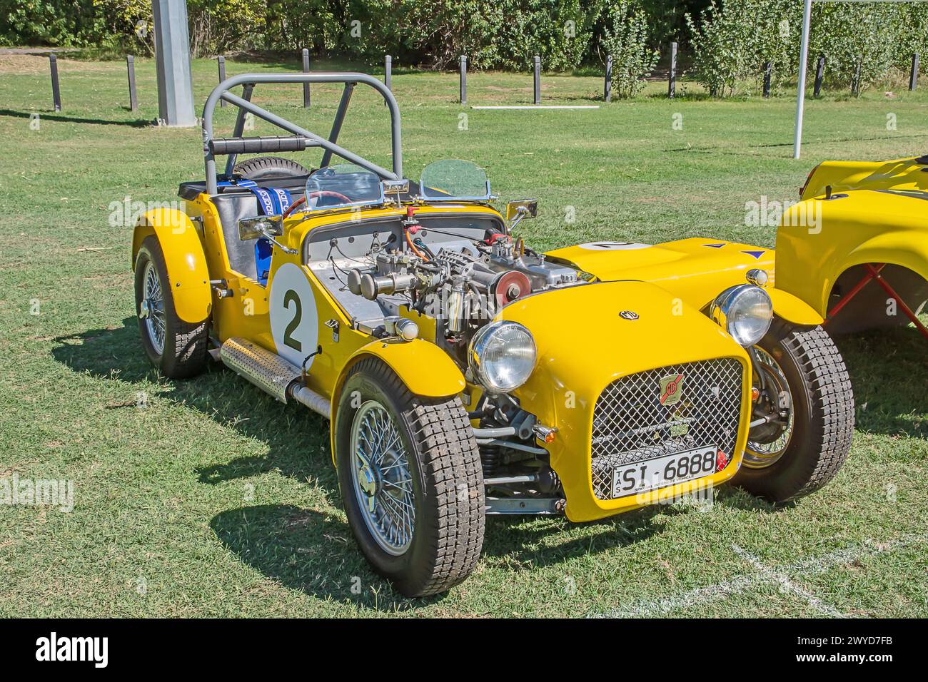 A Yellow MG TT Special sports car on display at MG Centenary National ...