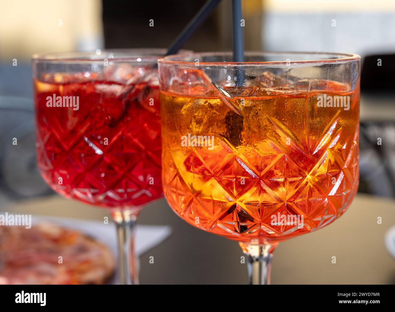 Aperol and Campari Spritz orange bitter long drink cocktail made with ...