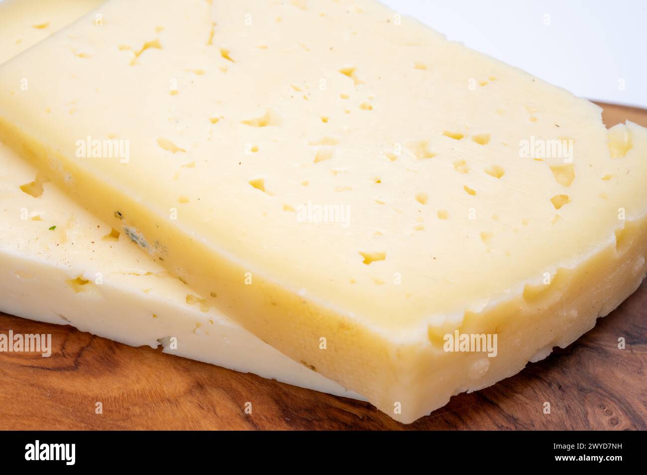 Fresh Asiago cow's milk cheese, produced in Asiago in Italy, different ...