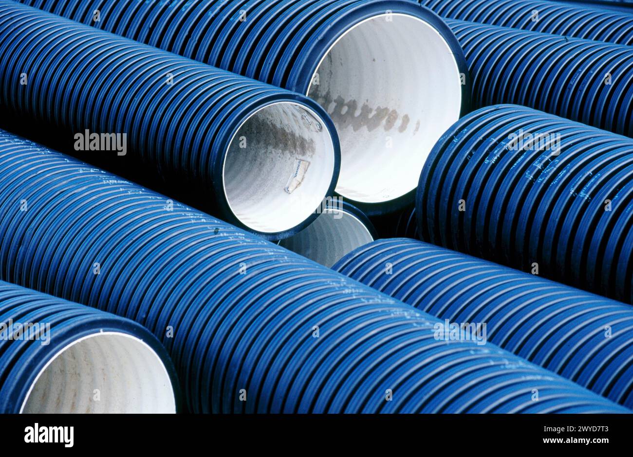 Plastic tubes for the covering of underground electric lines Stock ...
