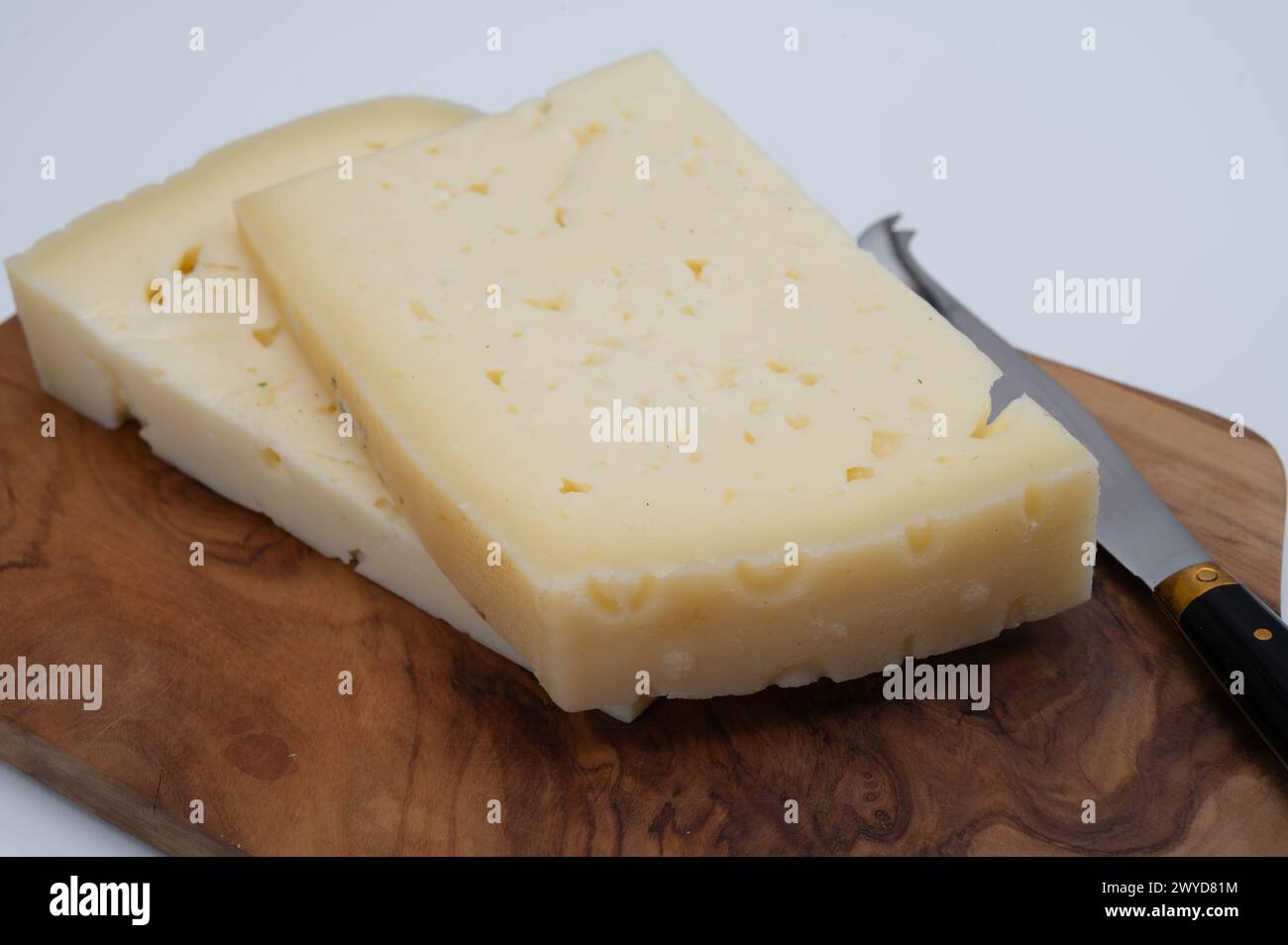 Fresh Asiago cow's milk cheese, produced in Asiago in Italy, different ...