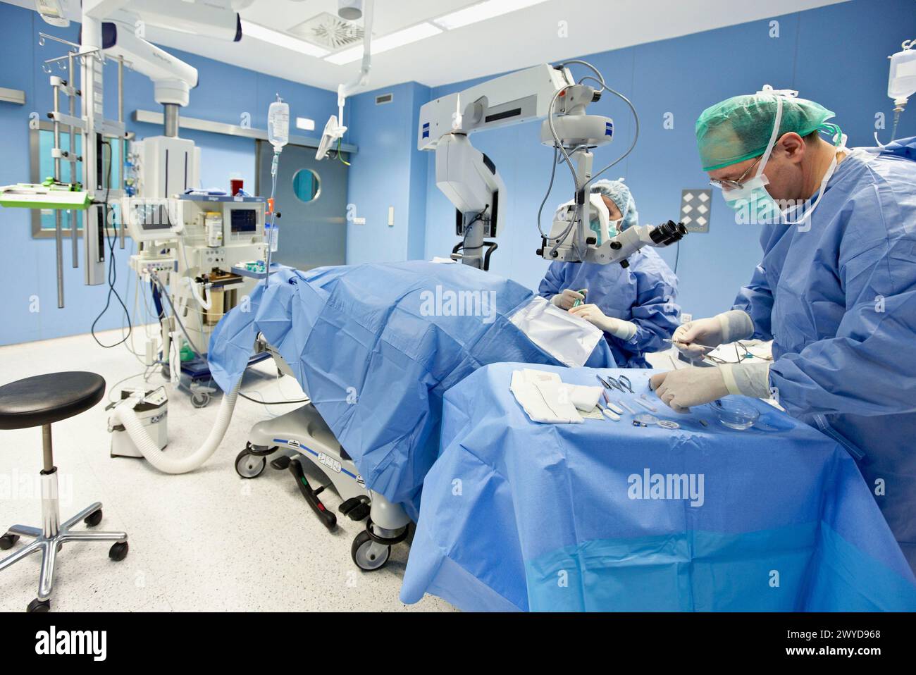 Eye surgery, cataract surgery, ophthalmology operating room. Hospital ...