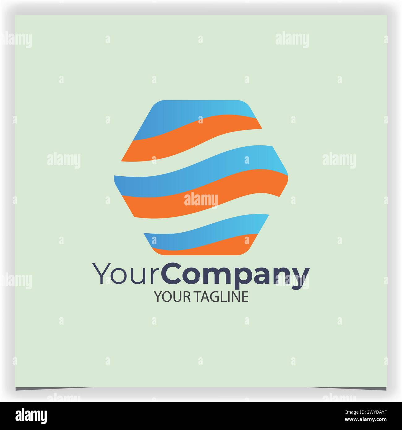 Vector hexagonal logo made with colorful waves design template Stock ...