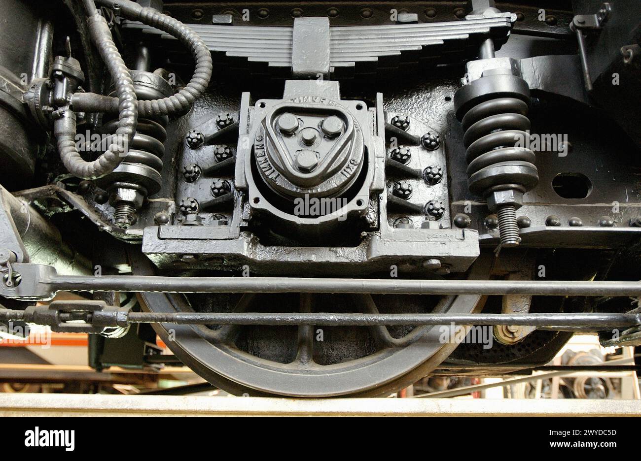 Detail of wheels, train at museum of railway history. Azpeitia ...