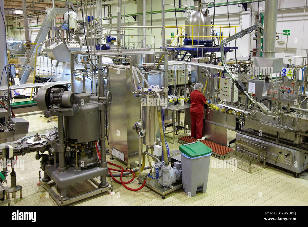 Production line of canned vegetables and beans in glass bottle, Corn ...