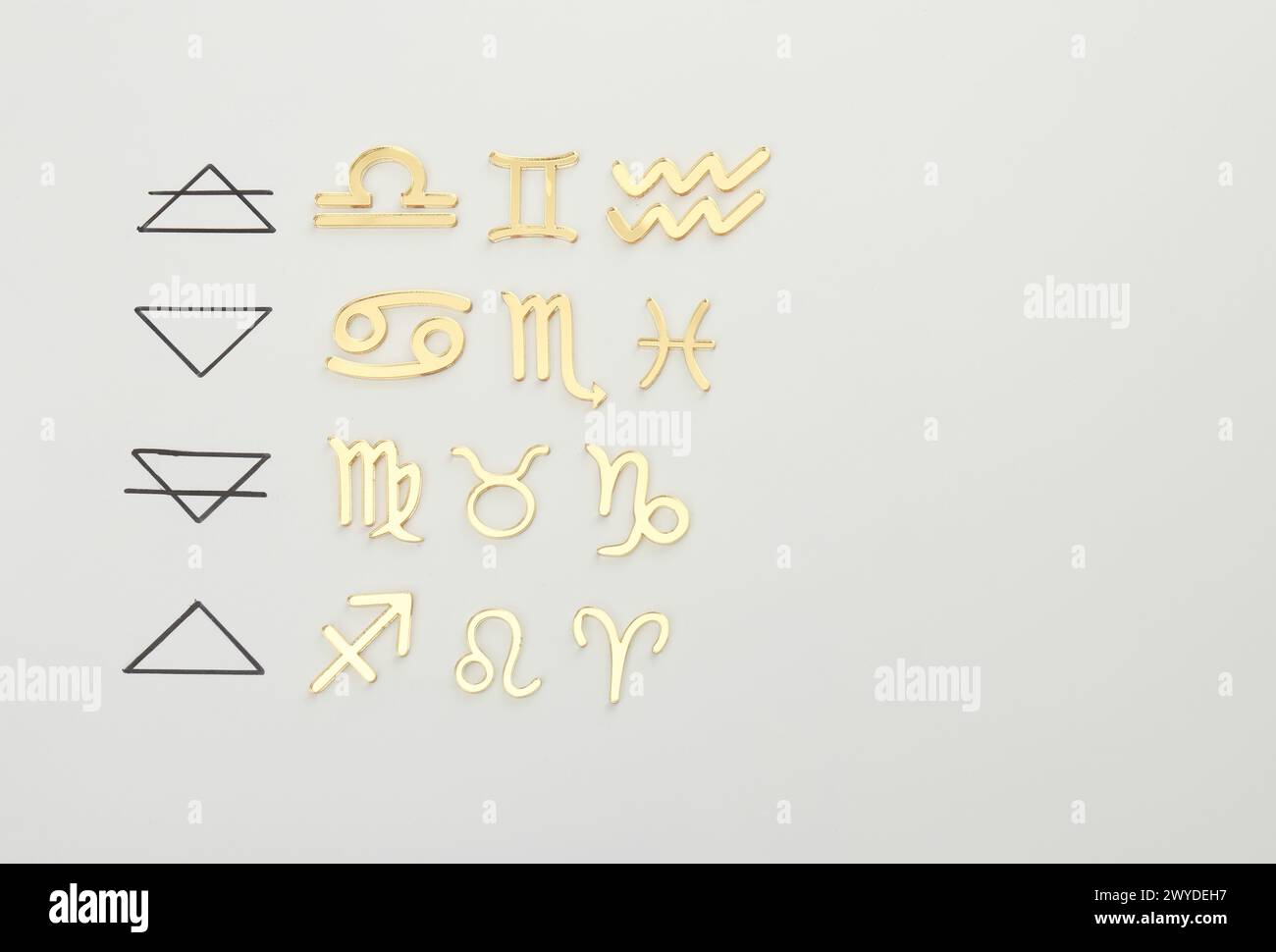 Zodiac triplicity. Four elements and corresponding signs on grey ...