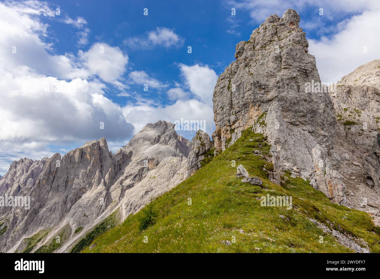 Dolomites mountains rocky peaks scenic landscape. Alpine summits in the ...