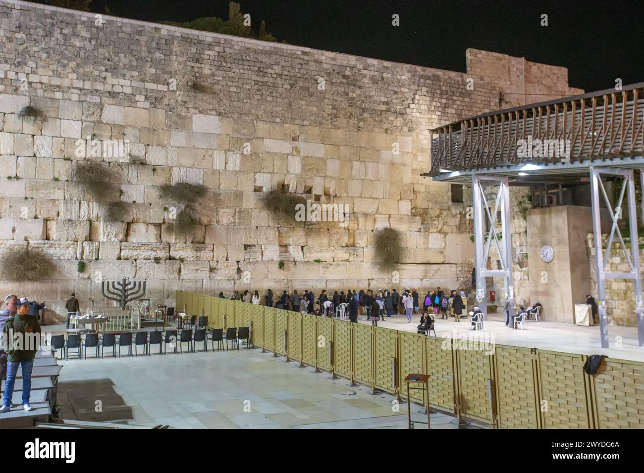 12-25-2014 Jerusalem . Judaists - women praying at right part of square ...