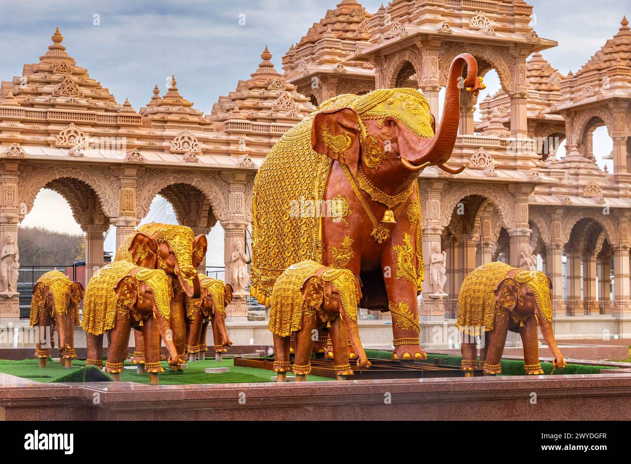 Scenic elephants statues decoration at Akshardham Mahamandir temple at ...