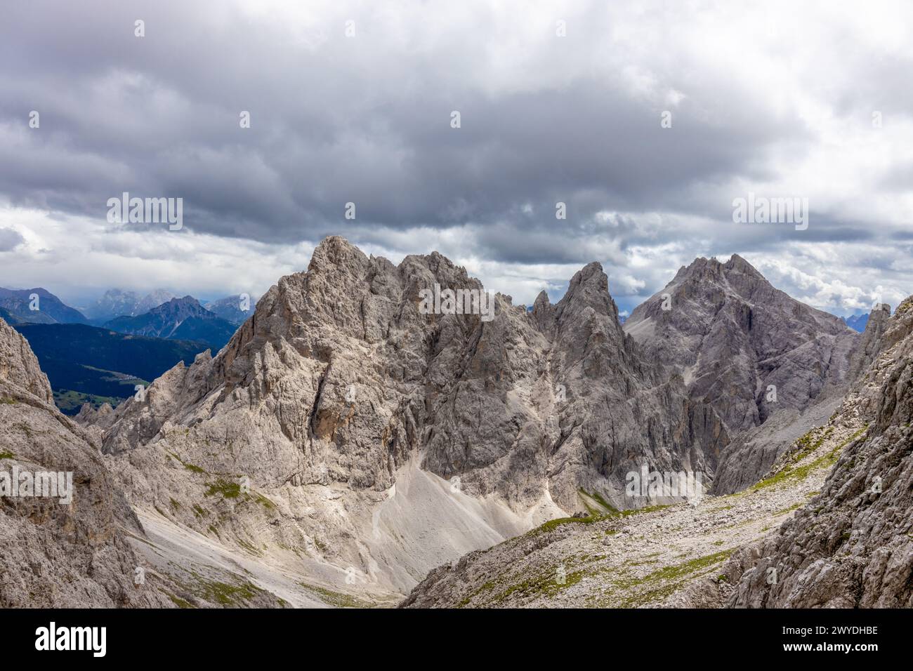 Dolomites mountains rocky peaks scenic landscape. Alpine summits in the ...