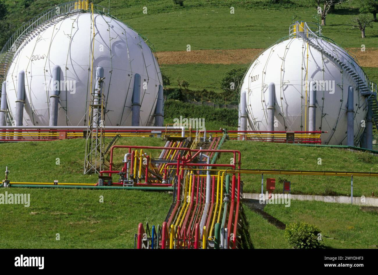 Gas tanks, distribution plant. Bilbao. Spain Stock Photo - Alamy