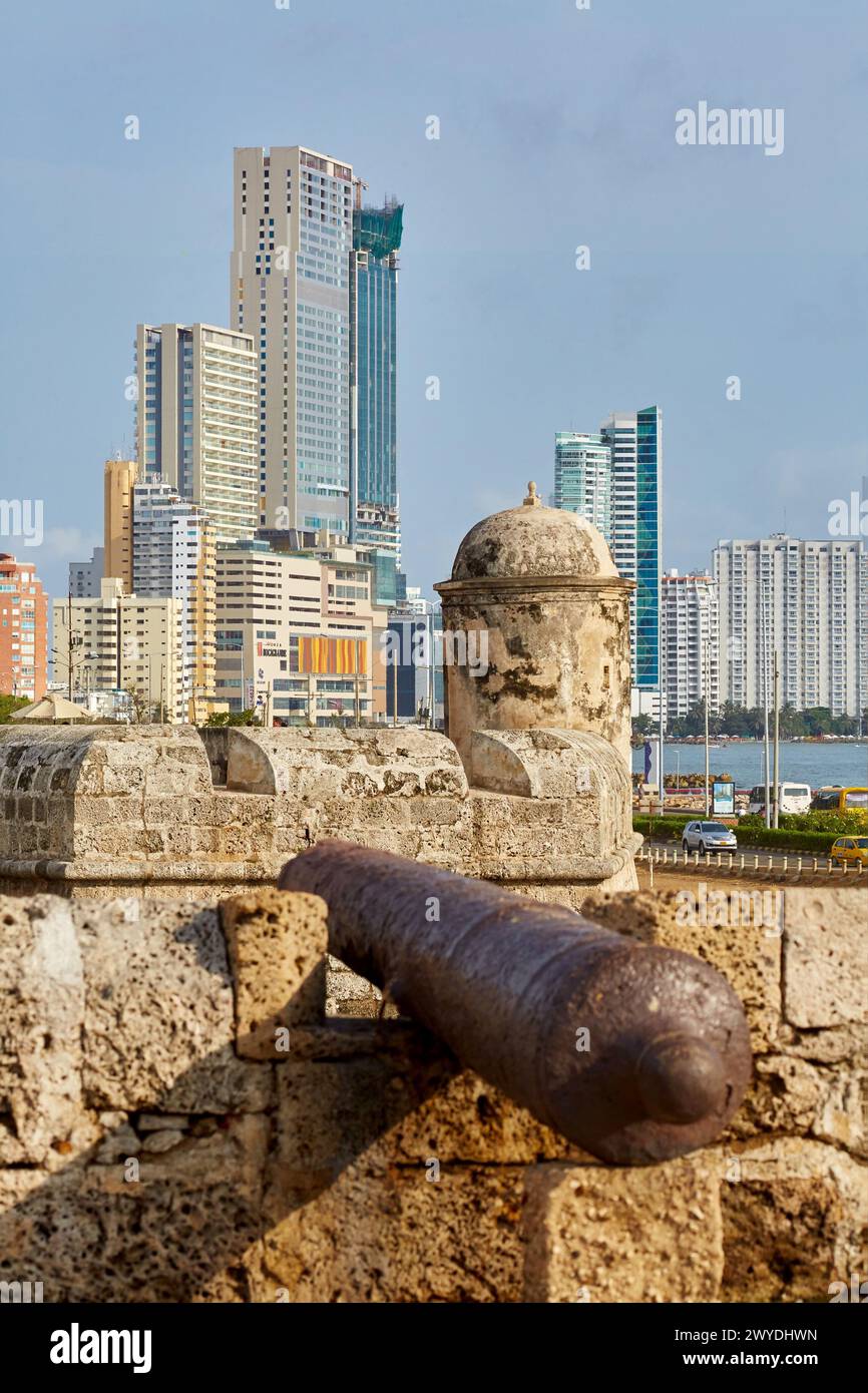 Baluarte de San Francisco, Bocagrande background, Cartagena de Indias ...
