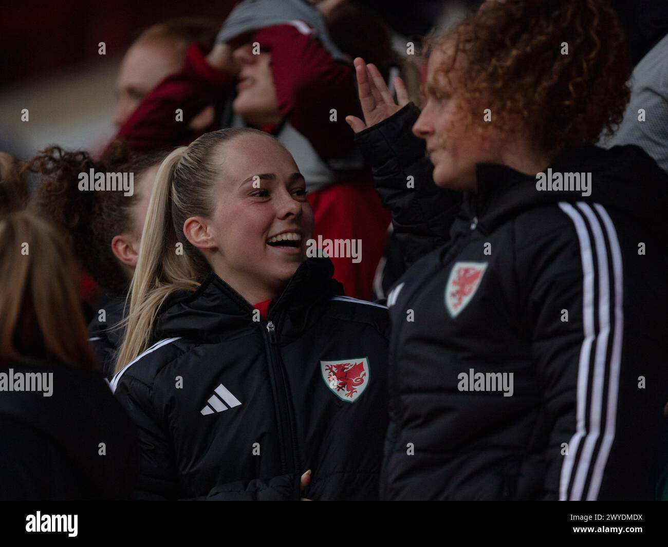 Stok Cae Ras Stadium, UK. 5th Apr, 2024. Subs on the Wales women's team ...