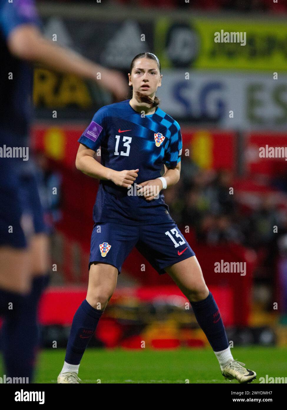 Stok Cae Ras Stadium, UK. 5th Apr, 2024. Tea Vracevic (13) defender for ...