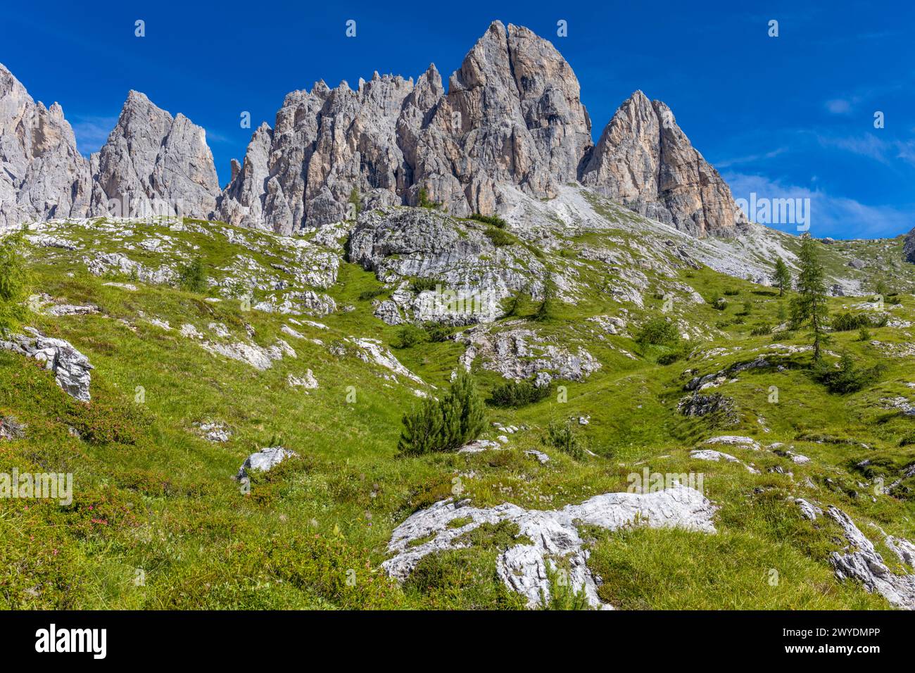 Dolomites mountains rocky peaks scenic landscape. Alpine summits in the ...