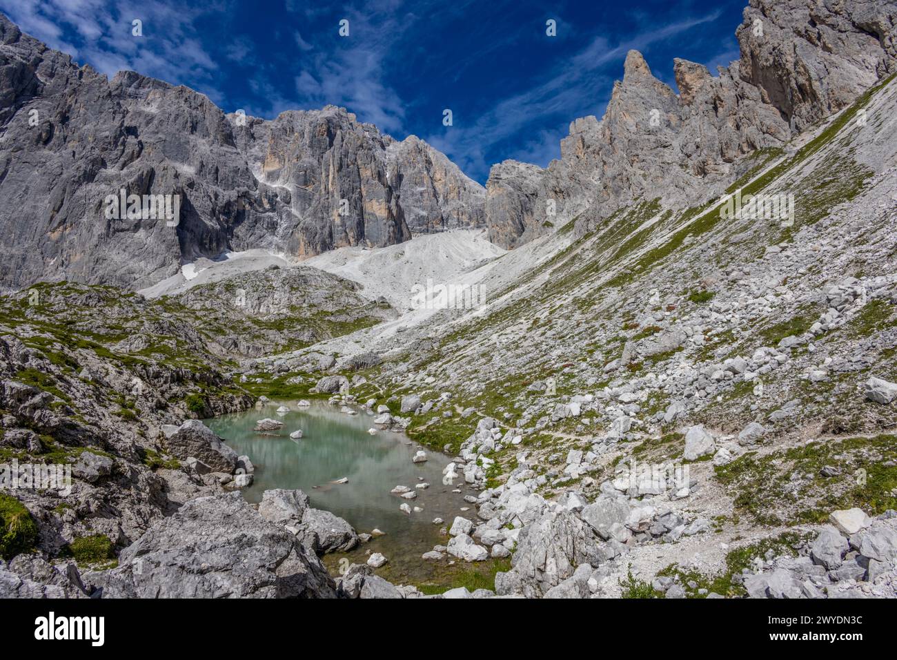 Dolomites mountains rocky peaks scenic landscape. Alpine summits in the ...